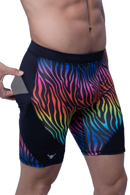 Rainbow Tiger Print Biker Shorts - Vibrant & Comfy | Matador